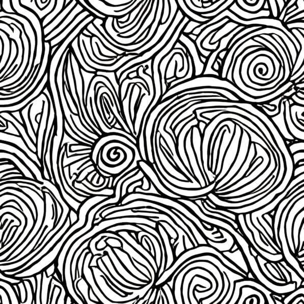 Download Black and White Swirls Seamless Pattern with Flowers and ...