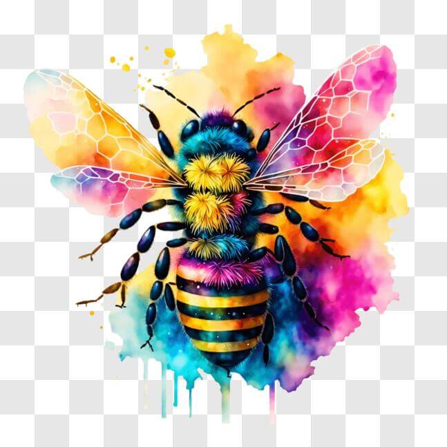 Download Colorful Bee with Paint Splatter Background PNGs Online ...