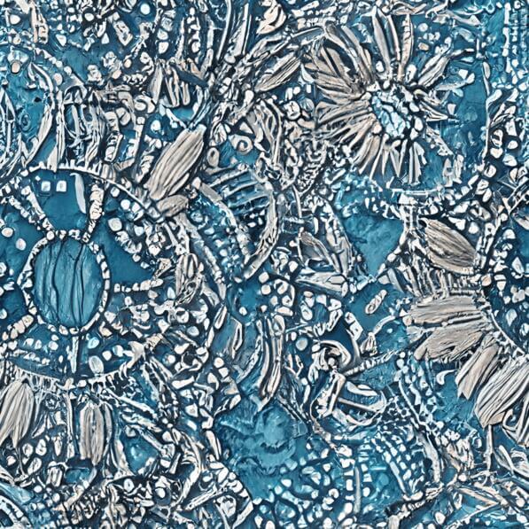 Download Abstract Blue and Silver Pattern with Flowers, Leaves, and ...