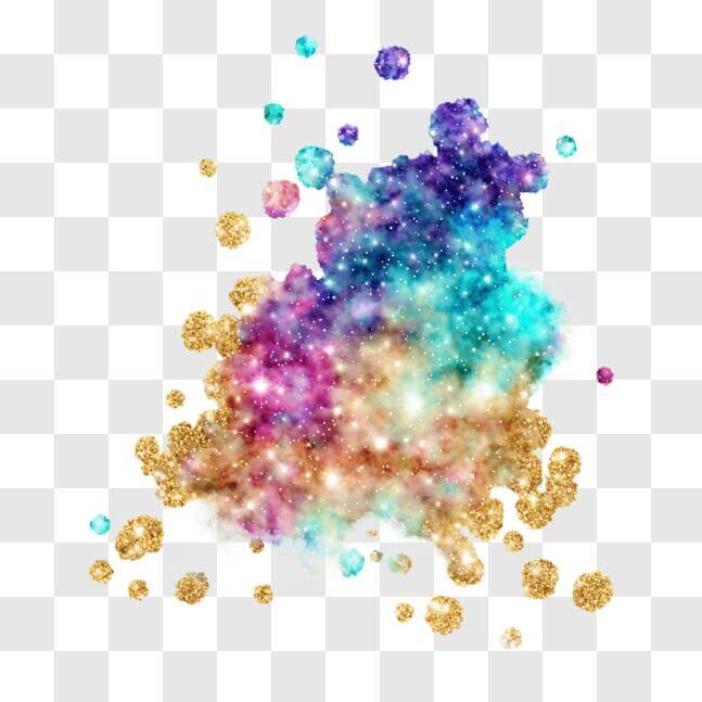 Download Colorful Paint Splash with Gold, Blue, and Purple Glitter PNGs ...