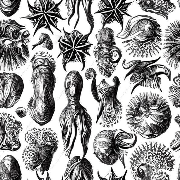 Download Black and White Seamless Pattern of Squids and Octopuses ...