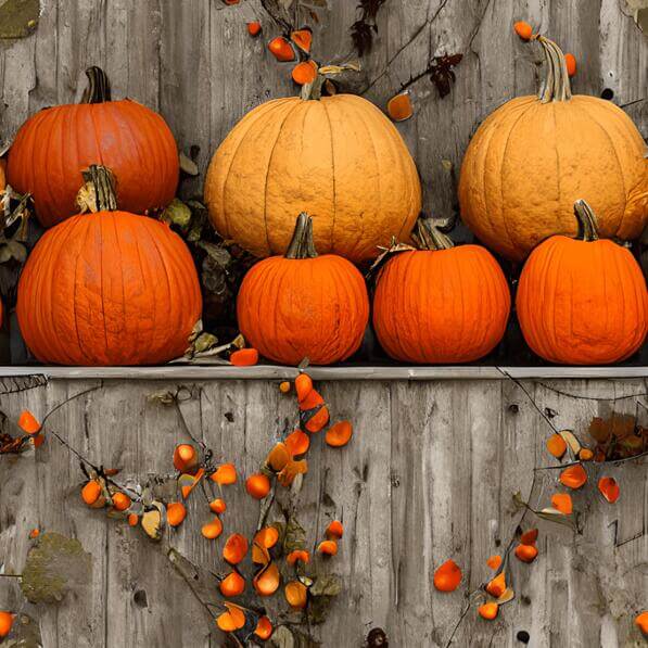 Download Row of Orange Pumpkins on Wooden Wall Patterns Online ...