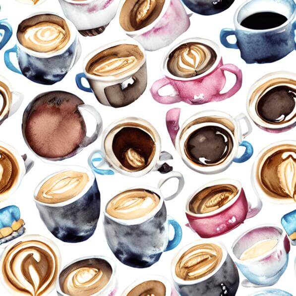Download Seamless Coffee Cup Pattern with Various Colors and Shapes ...