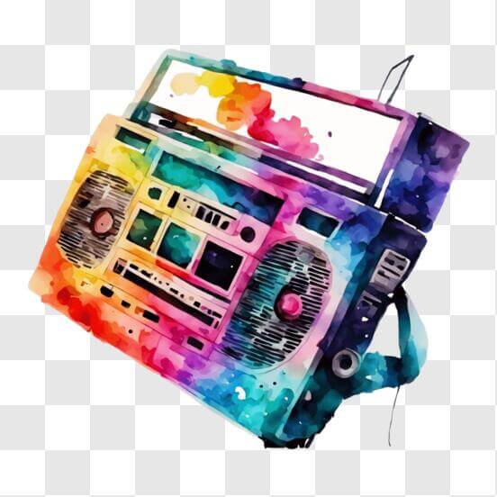 Download Colorful Boombox - Retro Style PNG Online - Creative Fabrica