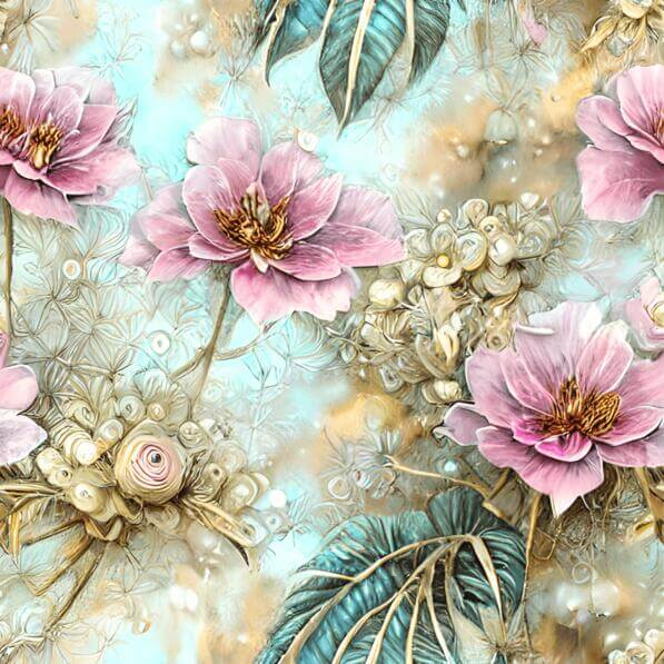 Download Seamless pattern of pink flowers and leaves in interior design ...