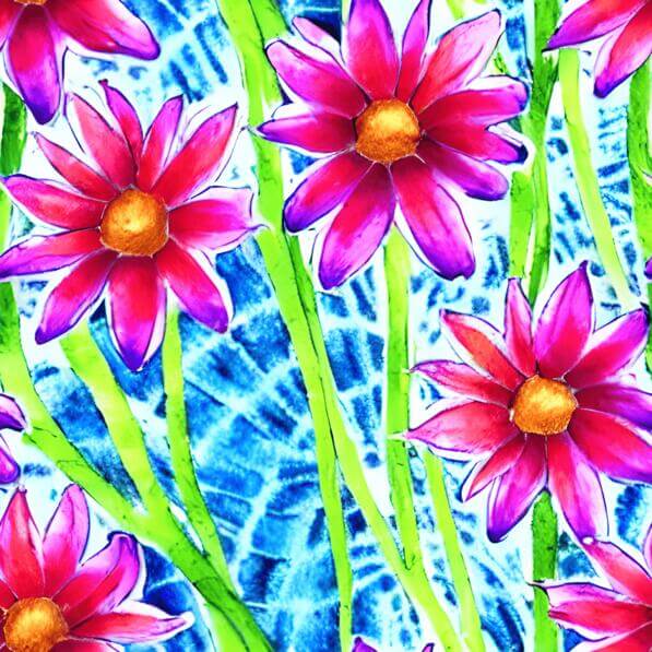 Download Watercolor Painting of Pink Daisy Flowers in Water Patterns ...