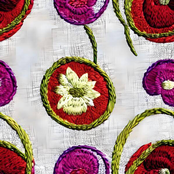 Download Colorful Embroidery Pattern with Flowers and Leaves Patterns ...