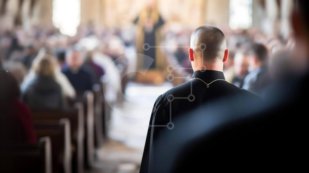 Priest in Church stock photo | Creative Fabrica