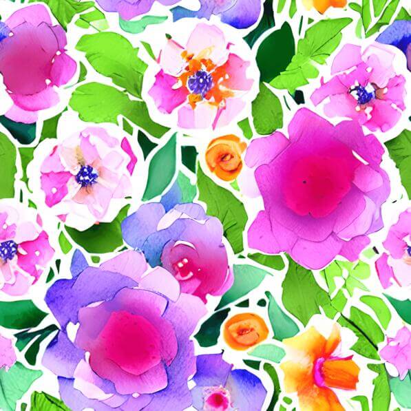 Download Purple, Pink, and Orange Watercolor Floral Pattern Patterns ...