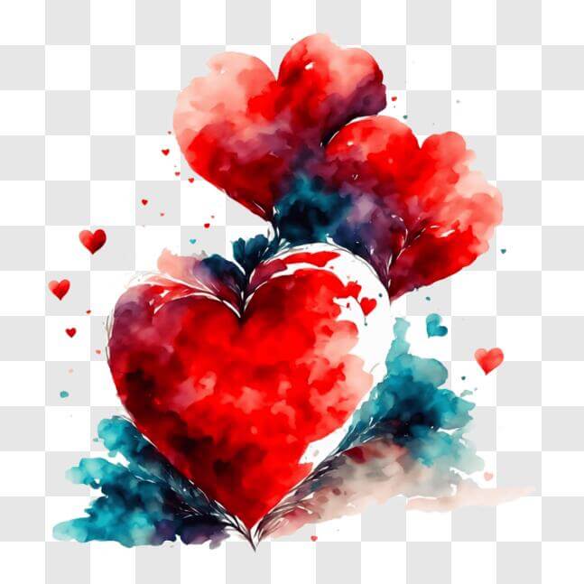Download Red Hearts Watercolor Painting - Love and Romance PNGs Online ...