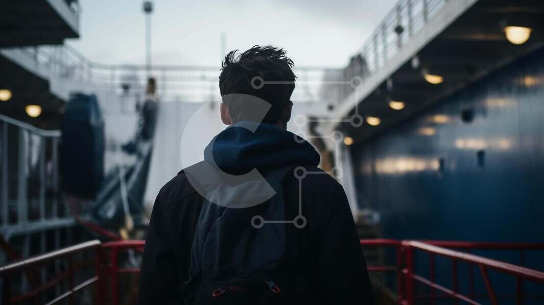 Man Enjoying the View from a Cruise Ship stock photo | Creative Fabrica