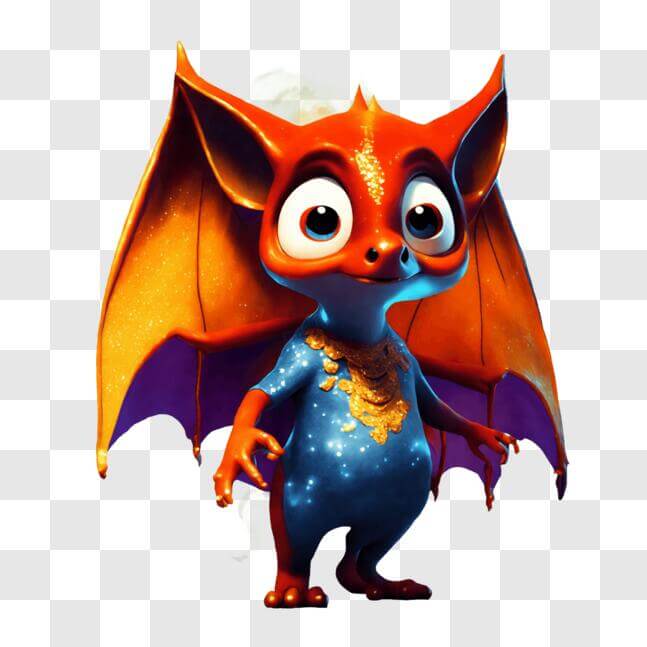 Download Cartoon bat in bright orange and blue colors PNGs Online ...