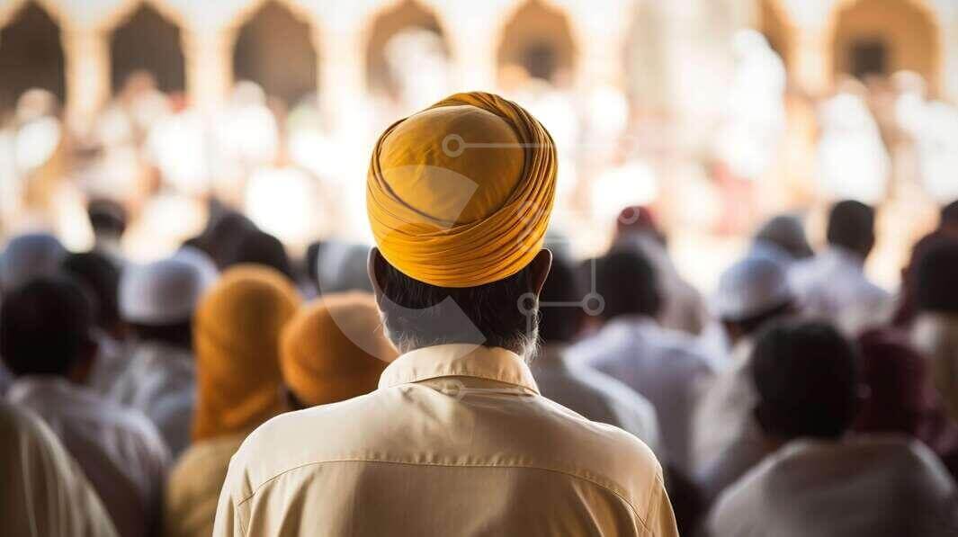 Man in Orange Turban at Religious Ceremony stock photo | Creative Fabrica