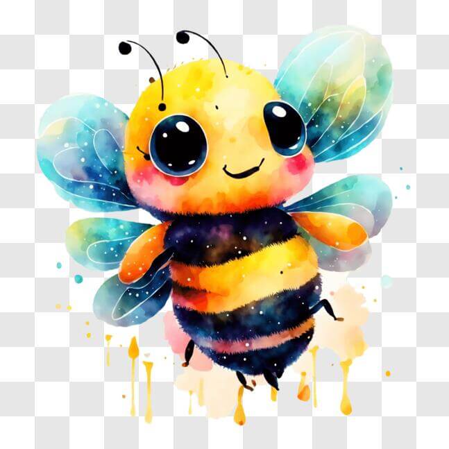 Download Cute Watercolor Bee on Black Background PNGs Online - Creative ...