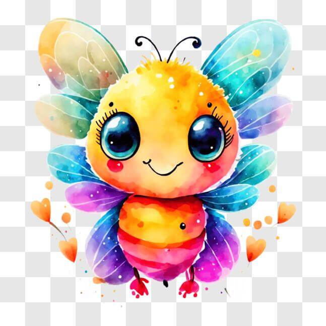 Download Cute Watercolor Bee with Colorful Wings PNGs Online - Creative ...