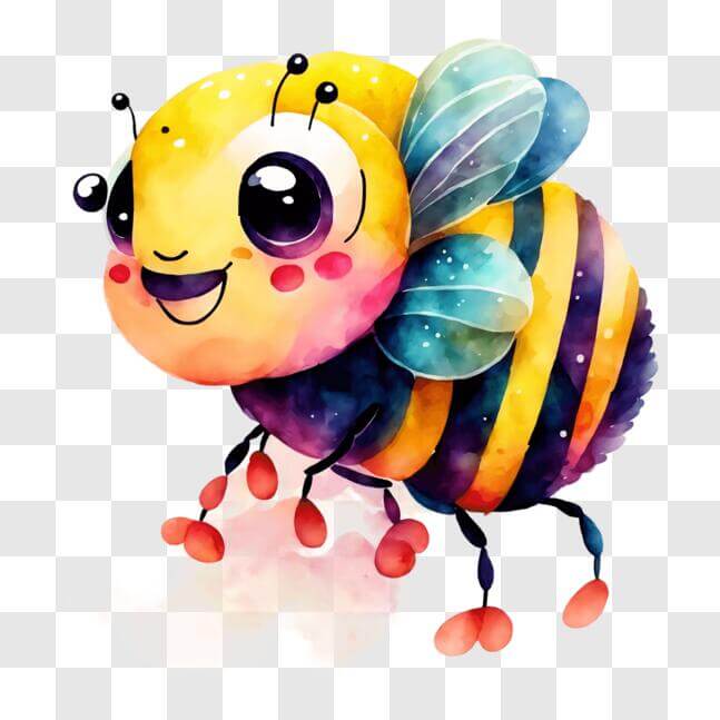 Download Colorful Cartoon Bee Illustration PNGs Online - Creative Fabrica