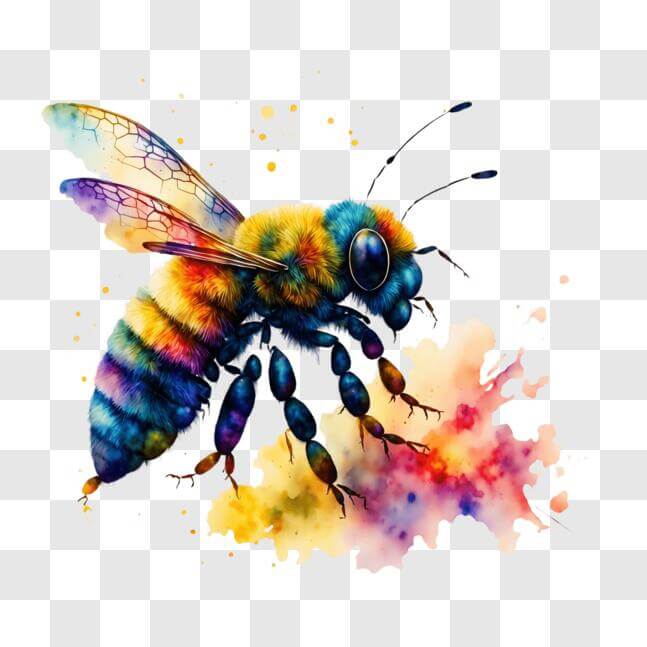 Download Colorful Bee with Watercolor Splashes PNGs Online - Creative ...