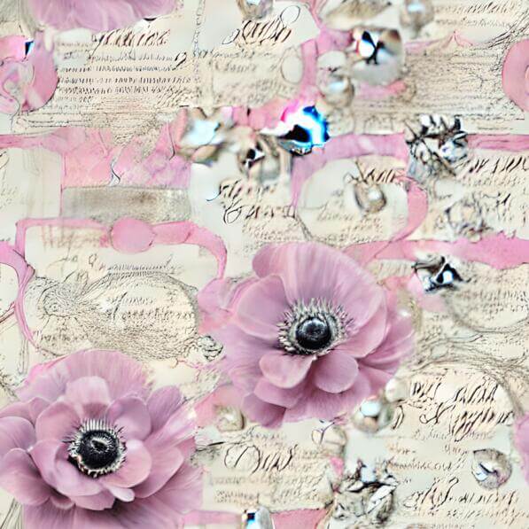 Download Collage of Pink Flowers with Pearls and Crystals Patterns ...