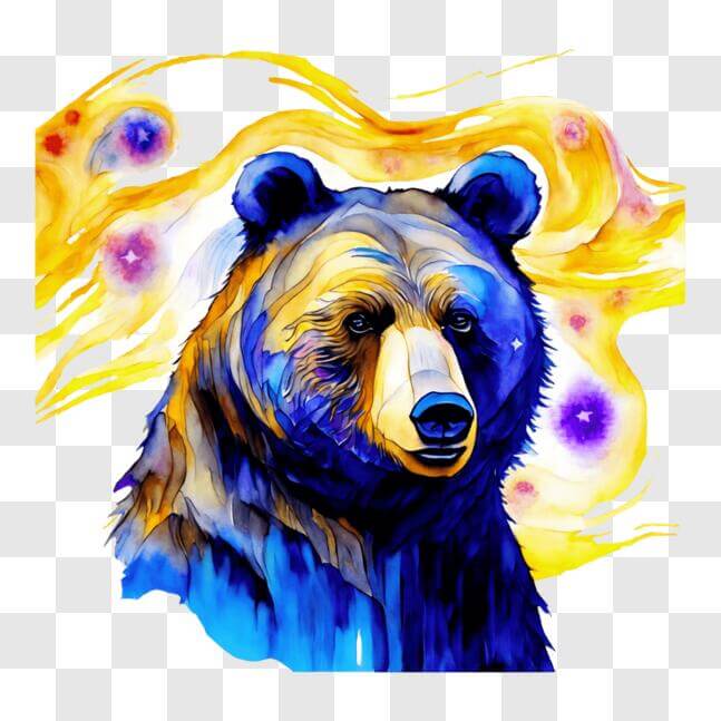 Download Abstract Bear Head Painting with Colorful Swirls PNGs Online ...