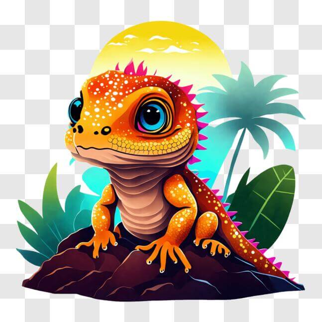 Download Adorable Orange Lizard with Blue Eyes PNGs Online - Creative ...