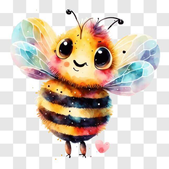 Download Cute Watercolor Bee with Colorful Wings PNGs Online - Creative ...