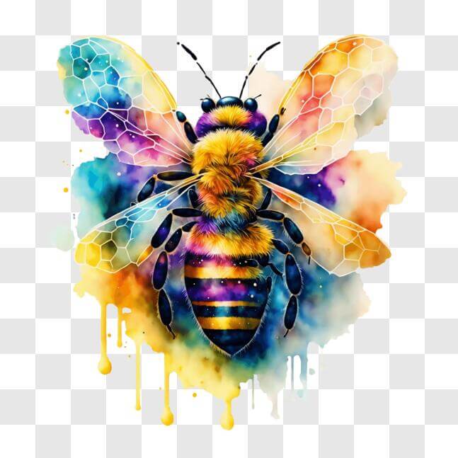 Descarga Abeja Colorida en Estilo Acuarela Abstracta PNGs En Línea ...