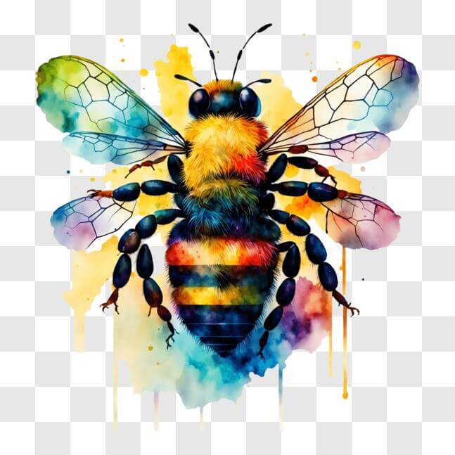 Download Abstract Bee with Watercolor Splashes PNGs Online - Creative ...