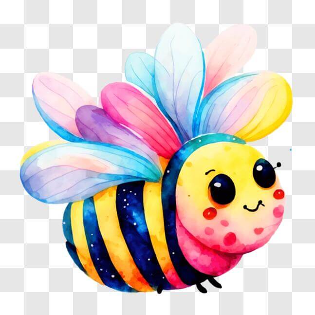 Download Colorful Watercolor Bee Art Print PNGs Online - Creative Fabrica