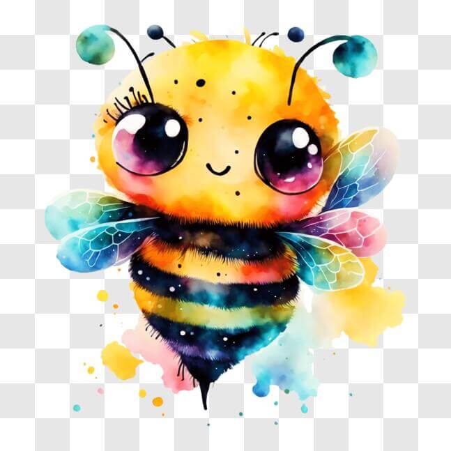 Download Colorful Cartoon Bee on Black Background PNGs Online ...
