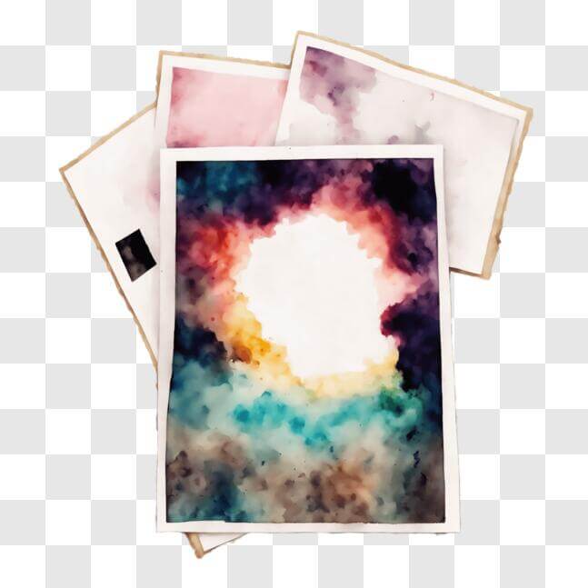 Download Watercolor Paintings Stack with Abstract Designs PNGs Online ...