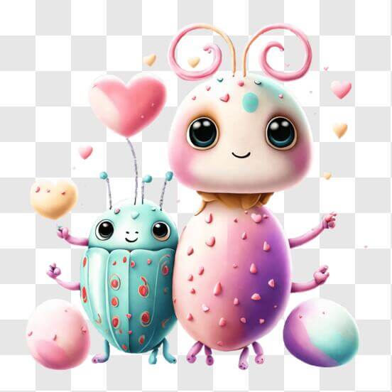 Download Valentine's Day Bugs Holding Heart Balloons PNGs Online ...