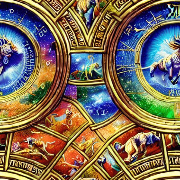 Download Colorful Zodiac Clocks Painting with Animal Signs Patterns ...