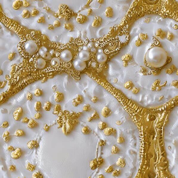 Download Elaborate White and Gold Artwork with Pearls and Beads ...
