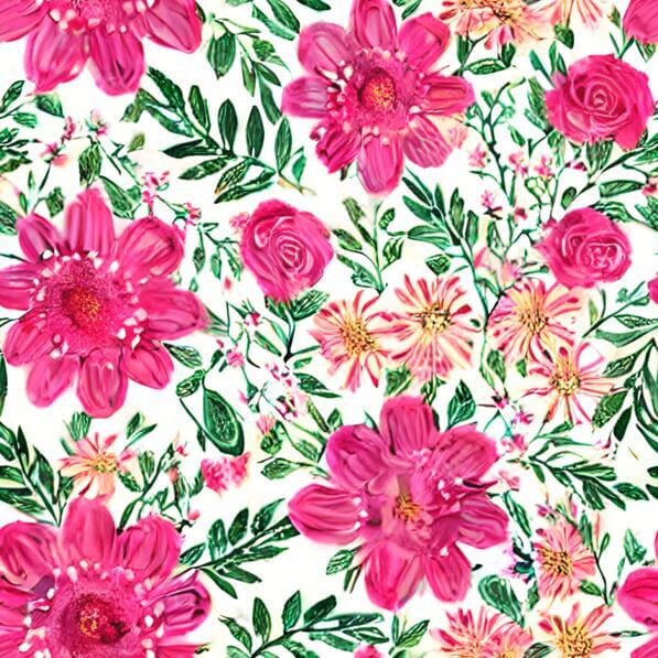 Download Seamless Pink Floral Pattern with Green Leaves Patterns Online ...