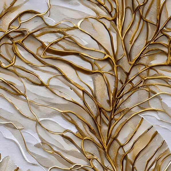 Download Abstract Gold-Color Design with Branches and Leaves on White ...