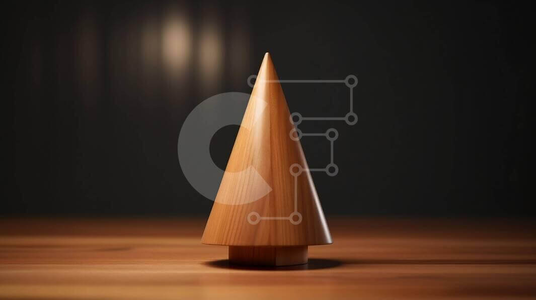 Small Wooden Cone Decorative Object on Dark Background stock photo ...
