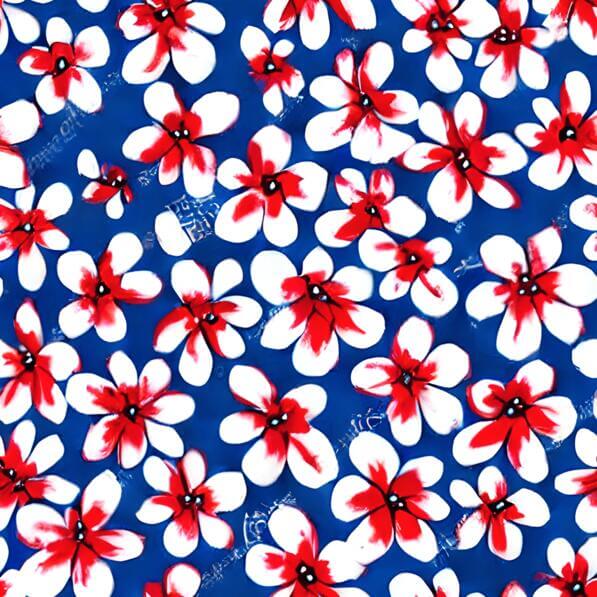 Download Red, White, and Blue Floral Pattern on Blue Background ...
