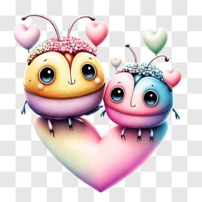 Download Romantic Bugs in Love on a Heart-shaped Frame PNGs Online ...