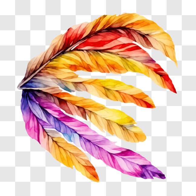 Download Colorful Feather Watercolor Painting PNGs Online - Creative ...
