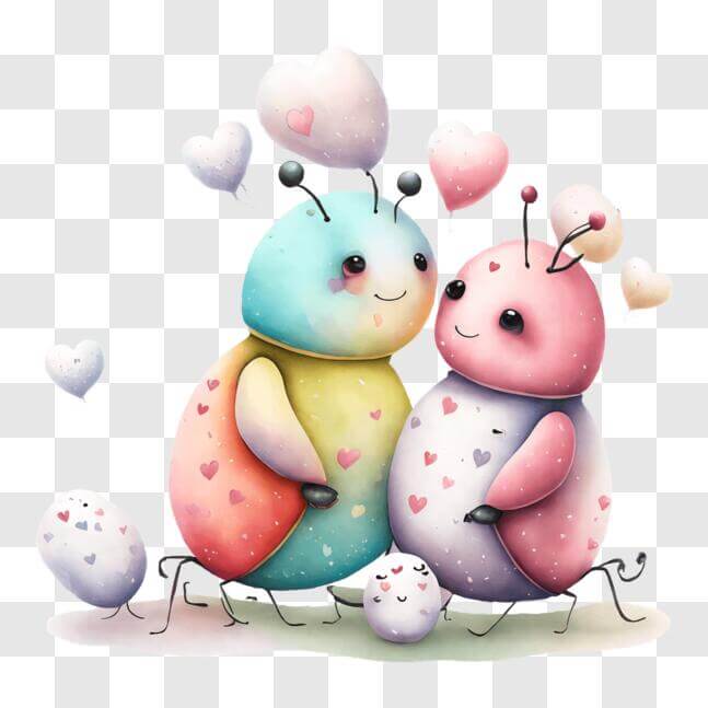 Download Valentine's Day Bugs Holding Heart Balloons PNGs Online ...