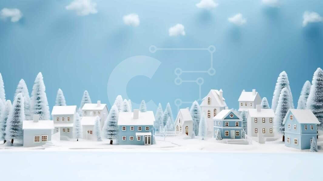 3D Model of a Winter Village for Holiday Celebrations stock photo ...