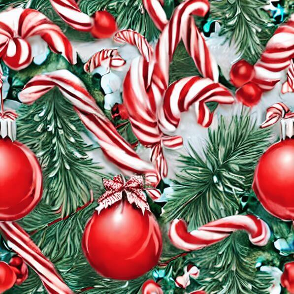 Download Festive Christmas Pattern with Candy Canes and Ornaments ...