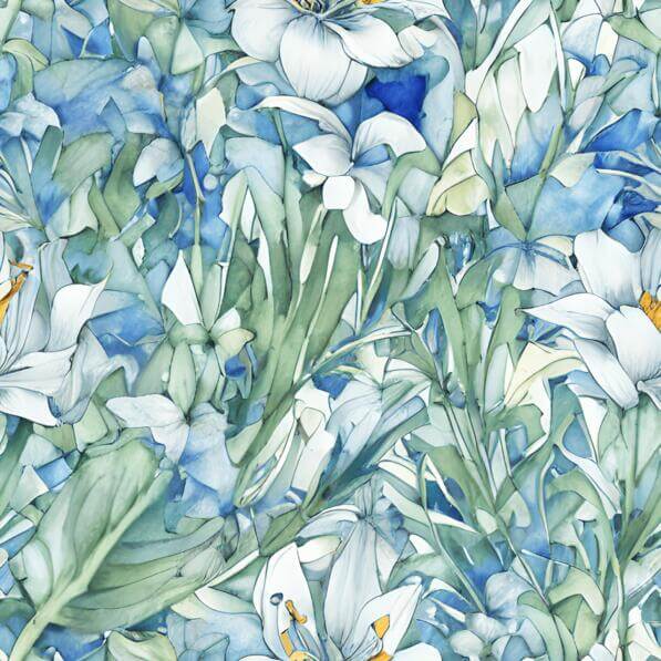 Download Seamless pattern of white, blue, and green flowers Patterns ...