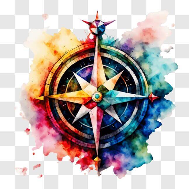 Download Colorful Watercolor Compass PNGs Online - Creative Fabrica