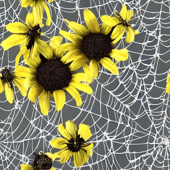 Download Yellow Sunflowers and Spider Webs Seamless Pattern Patterns ...