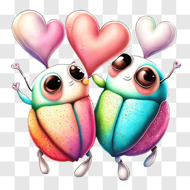 Download Colorful Cartoon Bugs Holding Hearts PNGs Online - Creative ...