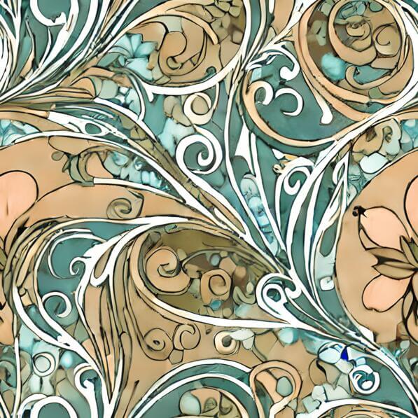 Download Floral Pattern with Swirls and Flowers in Brown, Beige, and ...