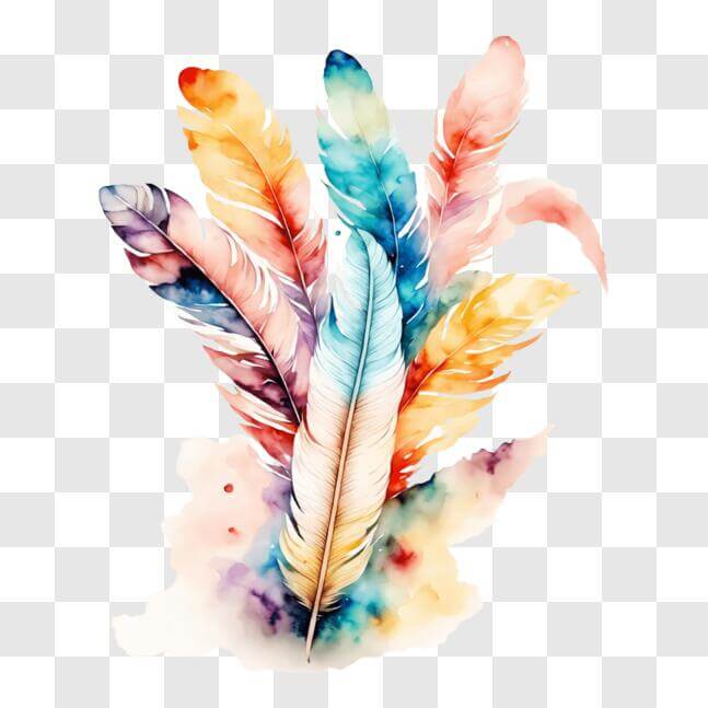 Download Colorful Feather Watercolor Painting PNGs Online - Creative ...