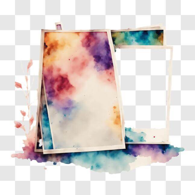 Download Colorful Watercolor Polaroid Frames with Flowers PNGs Online ...