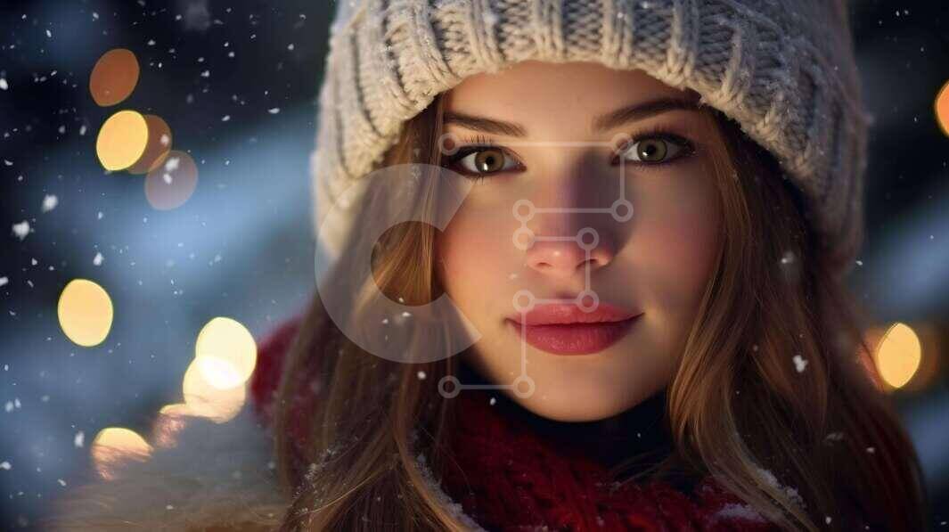 Stunning Woman in Snowy Winter Wonderland stock photo | Creative Fabrica